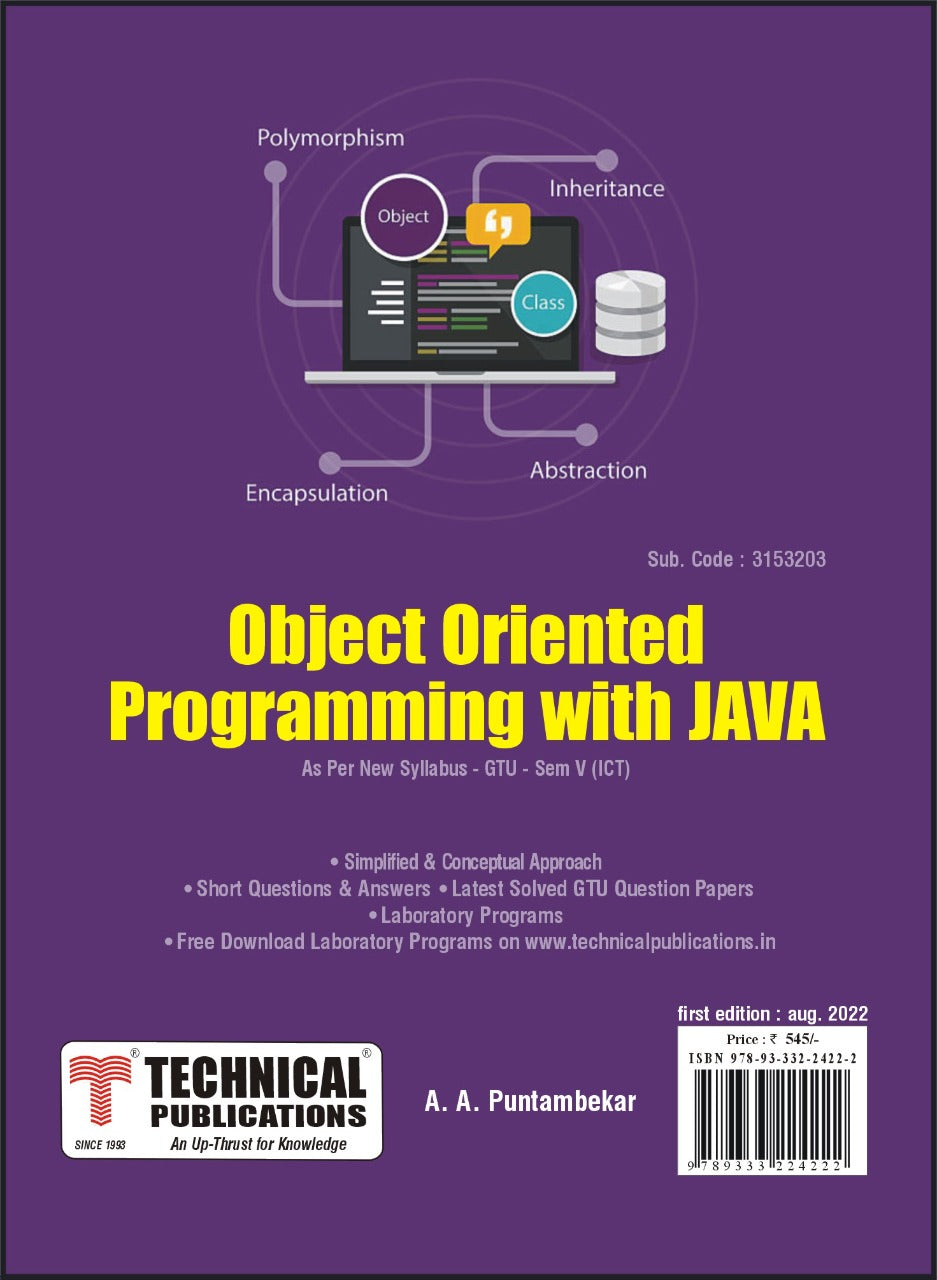 Object Oriented Programming With Java For Gtu 18 Course V Ict 315 4198